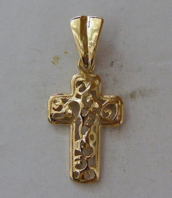 Cross Pendant Red Gold 585 solid #a87a - Atlantis Gold